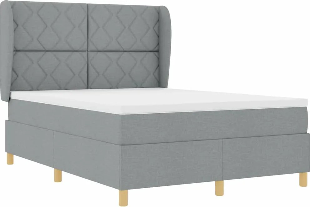 Postel s boxspringem s čelo Světle šedá 200 x 160 cm textil 3340823