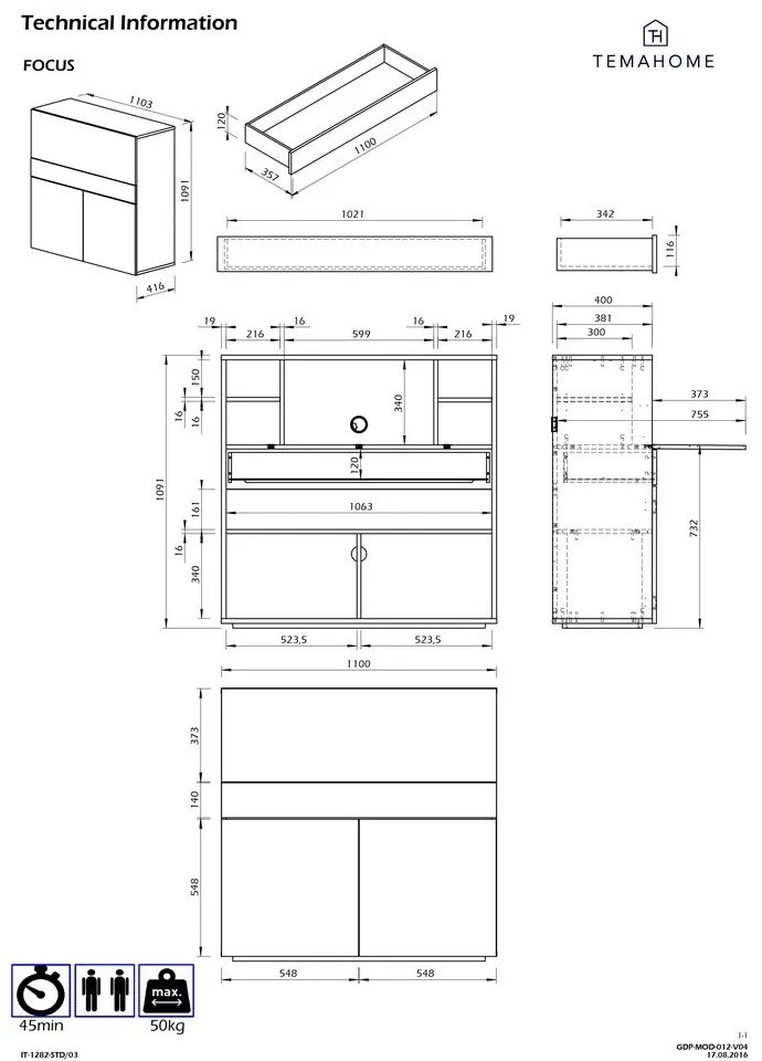 Skládací pracovní stůl TemaHome Focus