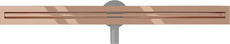 Mexen Flat nerezový sprchový žlab s rotačním 360° sifonem 100 cm, vzor SLIM, růžovo-zlatá, 1641100