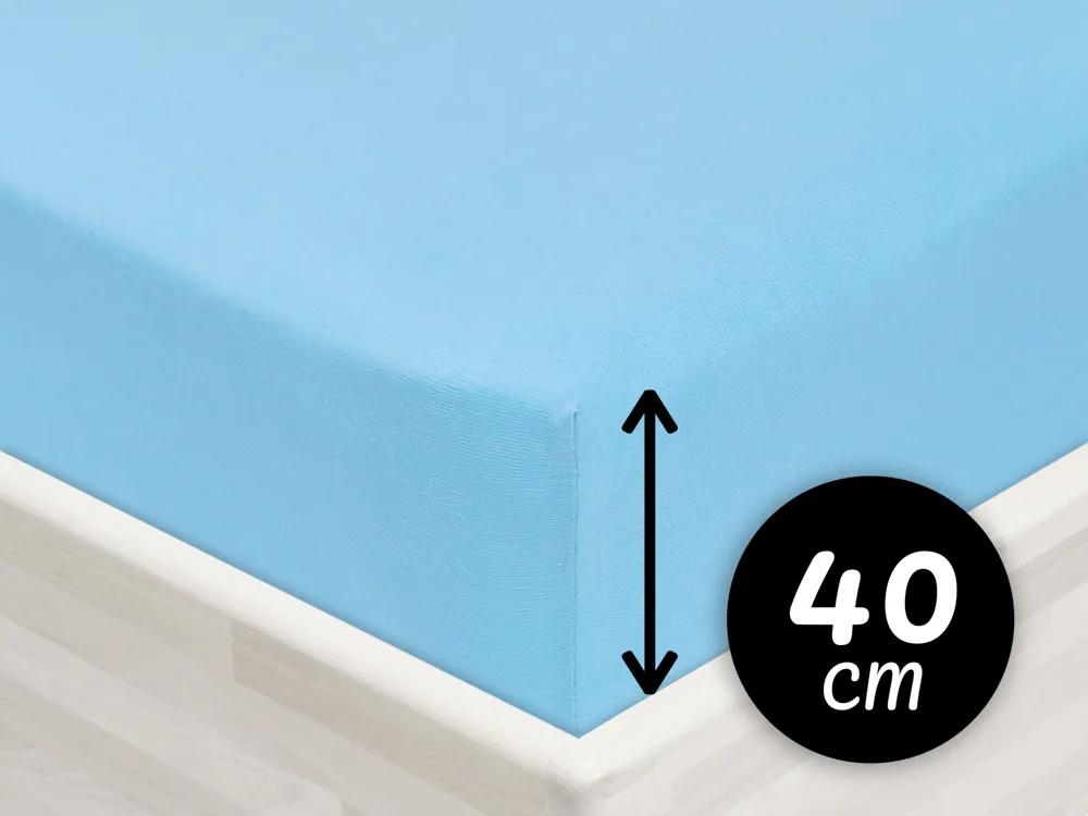 Jersey napínací prostěradlo na extra vysokou matraci JR-017 Azurově modré 160 x 200 - výška 40 cm