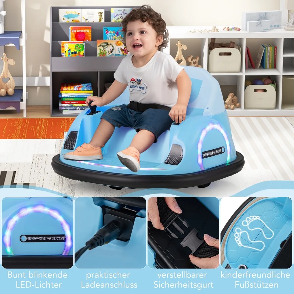 Costway Bumper Car pro děti Elektrický Bumper Car s blikajícími LED světly modře
