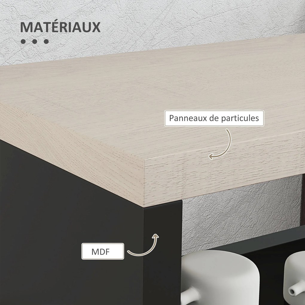 Kleankin 3-vrstvý úložný vozík na kolečkách pro užší kuchyň, koupelnu, prádelnu a kancelář s rukojetí - 48 x 15 x 80 cm Černý