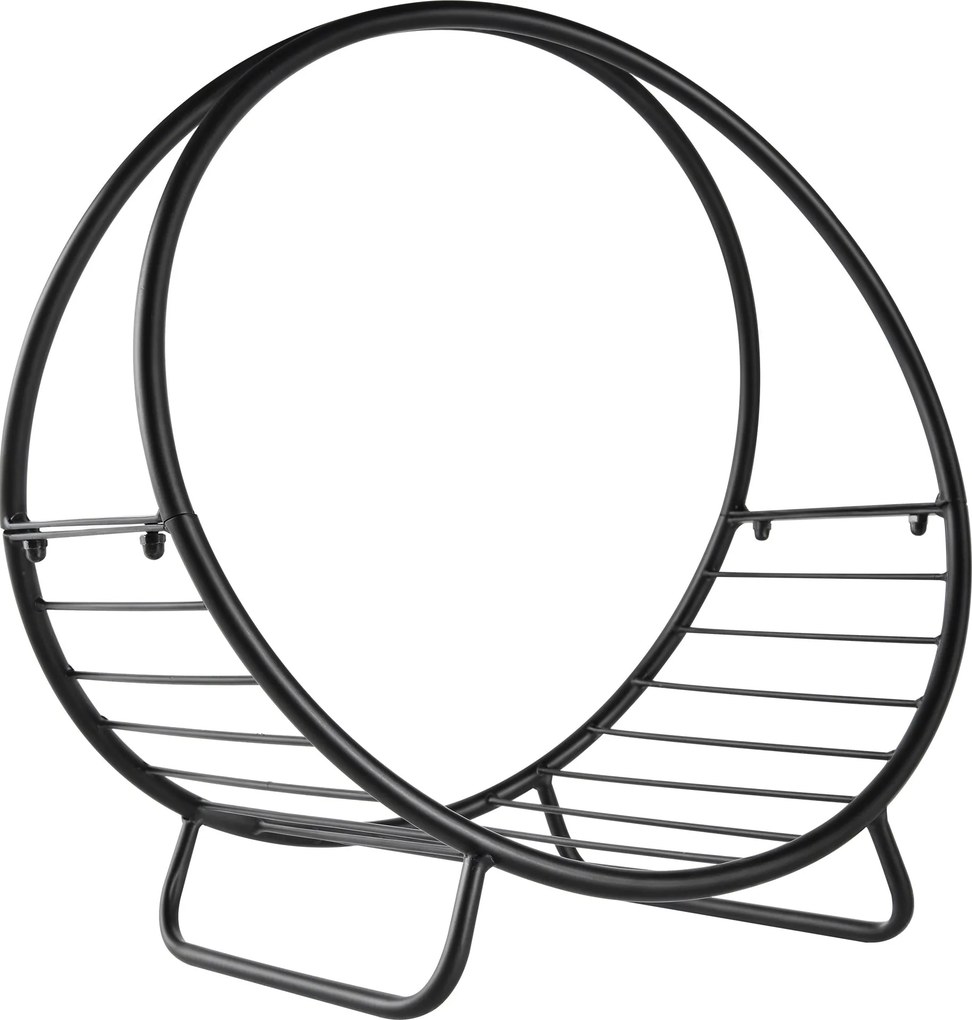 Outsunny Kovový Držák na Dřevo pro Vnitřní i Venkovní Použití, Tvar Košíku, 45x29,5x47cm, Černý | Aosom