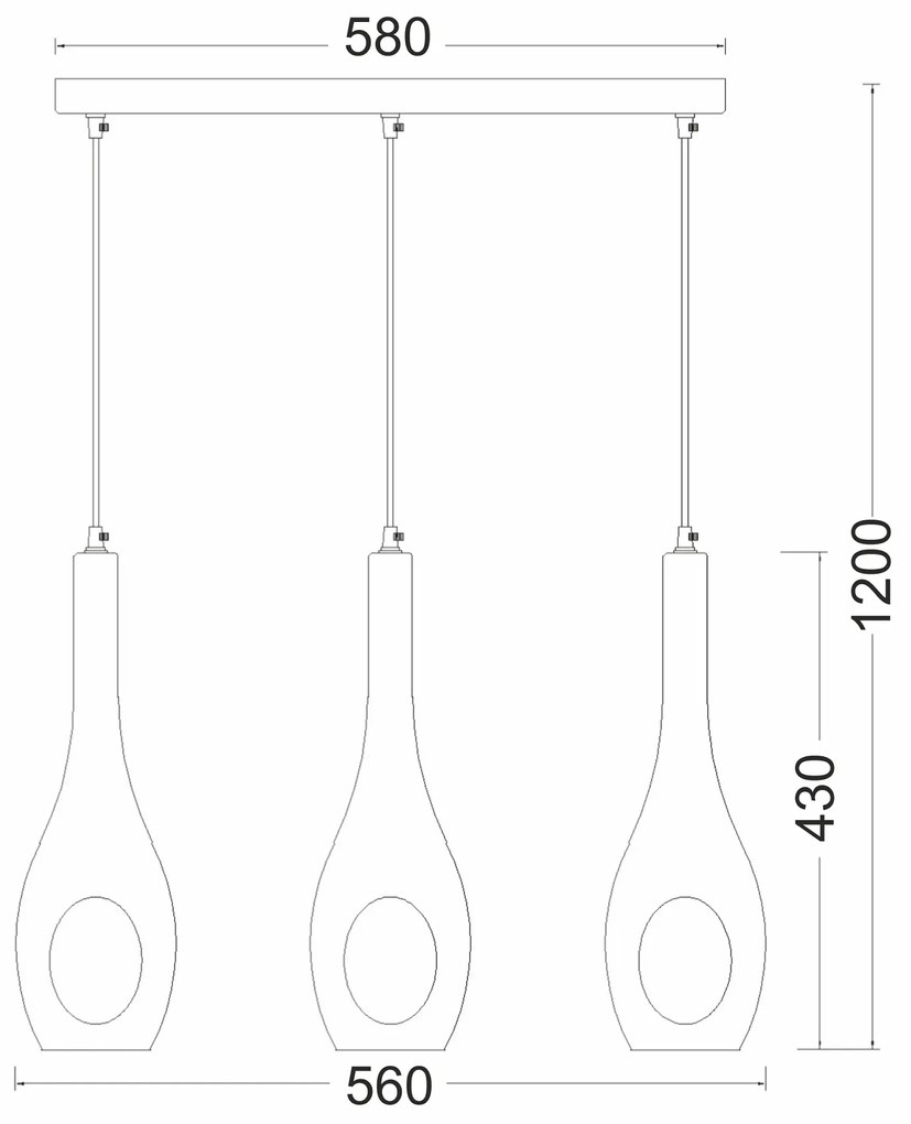 ACA DECOR Závěsné svítidlo CAVE 3x60W/E14/230V/IP20, 58 cm