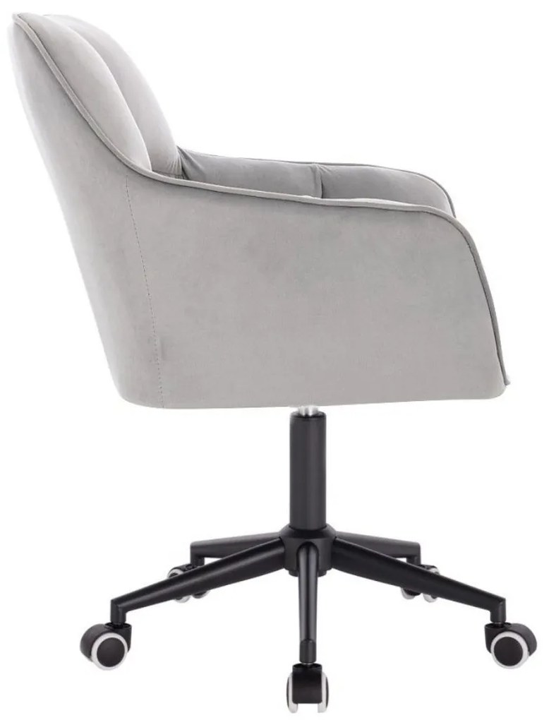 LuxuryForm DESIGN Otočné křeslo AMALFI VELUR na černé podstavě s kolečky - světle šedé