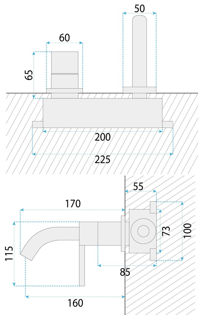 Podomítková umyvadlová baterie REA FOSTER, nikl kartáčovaný