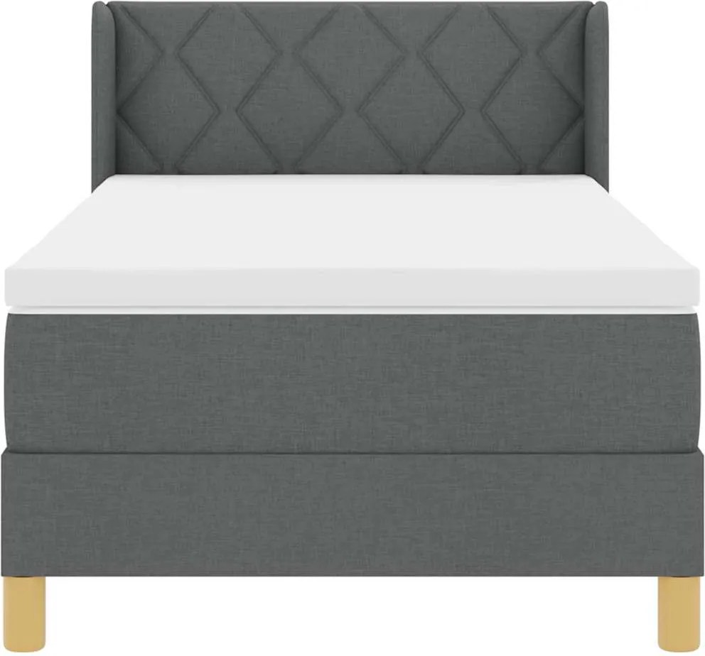 Postel s boxspringem s čelo Tmavě šedá 200 x 100 cm textil 3341343