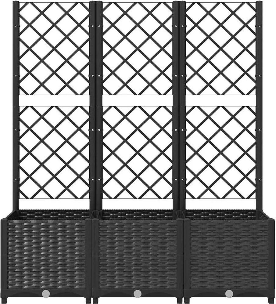 Zahradní květináč s mřížkou černý 120 x 40 x 136 cm PP 318273