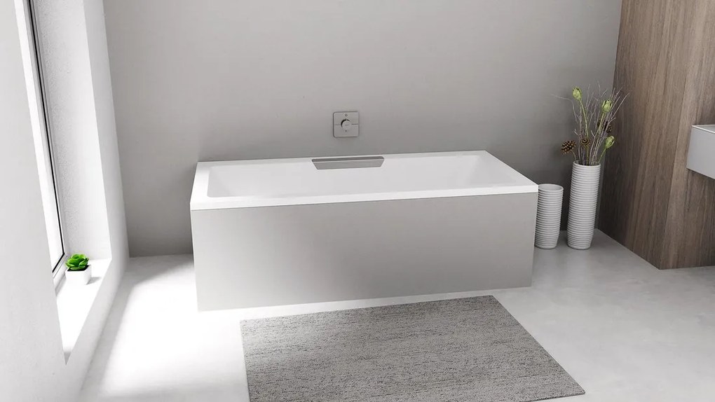 Polysan Cascata obdélníková vana 185 x 85 cm kaskáda nerez akrylát bílá 73836.100