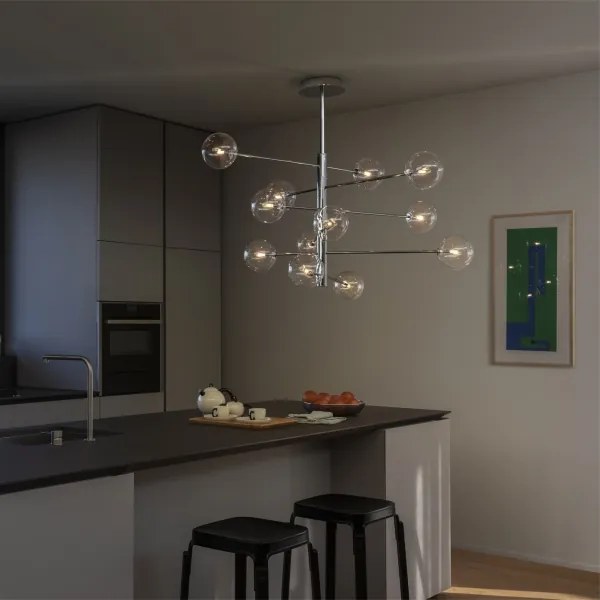 Ideal Lux - LED Lustr na tyči EQUINOXE 12xG4/2W/230V pr. 124 cm chrom/čirá