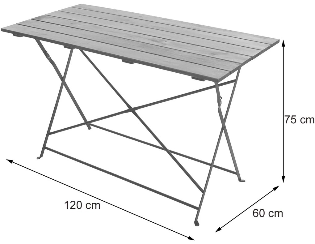 Zahradní stůl HWC-J40, skládací, akáciové dřevo, 120x60cm - přírodní