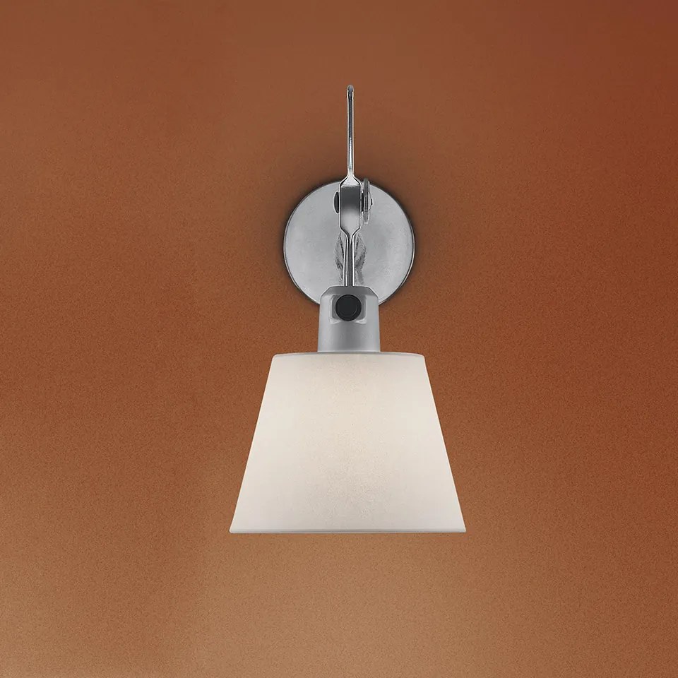 Artemide 1183010A + 0780040A Tolomeo parete diffusore 18, nástěnné designové svítidlo s vypínačem a pergamenovým stínítkem, 1x42W, prům. 18cm