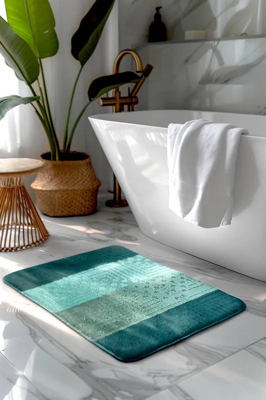 Koupelnová předložka akvamarín/zelená SLV Comfort, 1 set