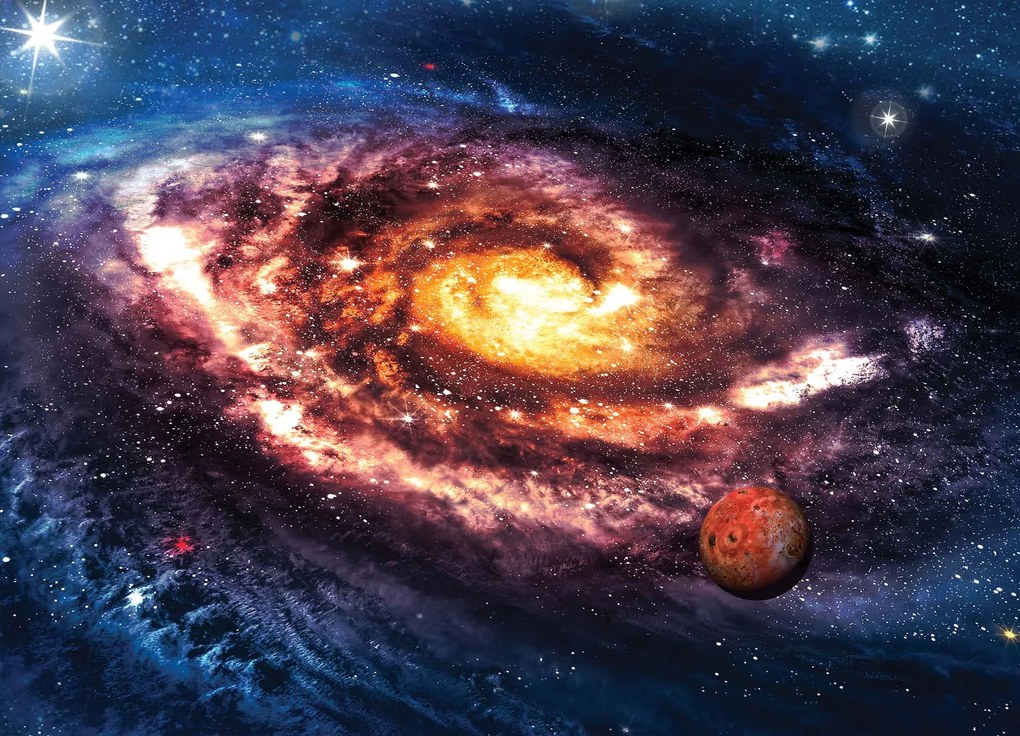Malvis ® Tapeta Zářivá galaxie Vel. (šířka x výška): 288 x 200 cm