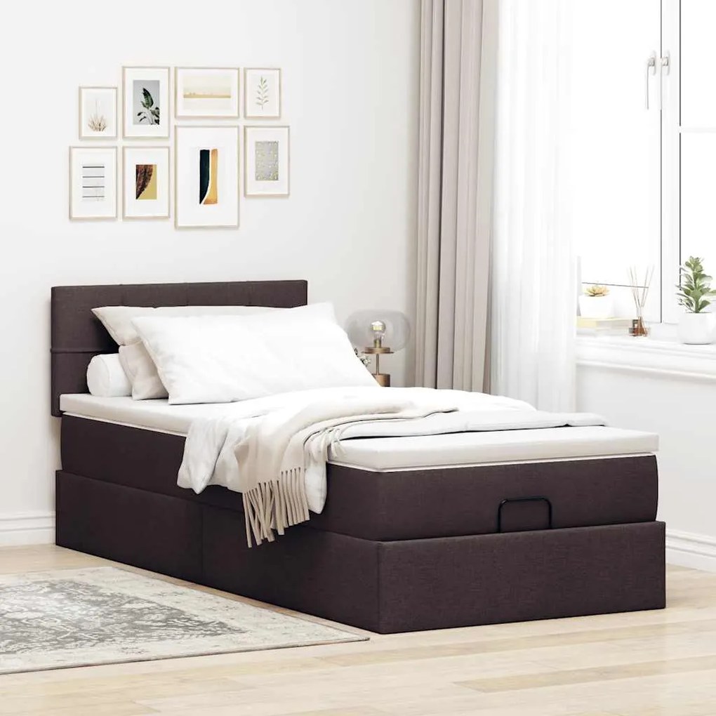 Osmanský rám postele s matrací tmavě šedá 90x190cm textil 3311424