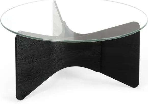 Černý kulatý konferenční stolek se skleněnou deskou 87x87 cm Madera – Umbra