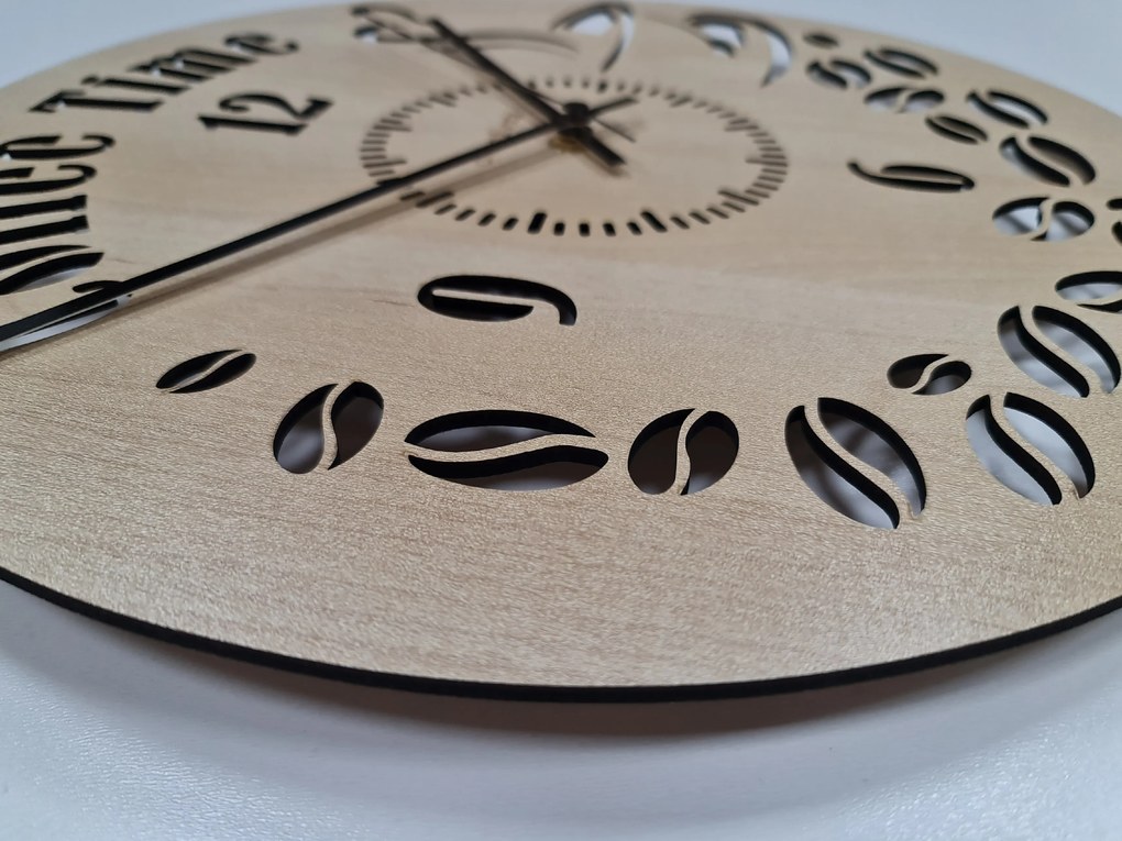 dřevo života Nástěnné hodiny COFFEE TIME Zvolte barvu dekoru: Dub Sonoma, Zvolte velikost hodin (cm): 35x35