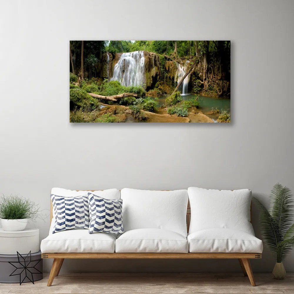 Obraz na plátně Vodopád Řeka Les Příroda 120x60 cm