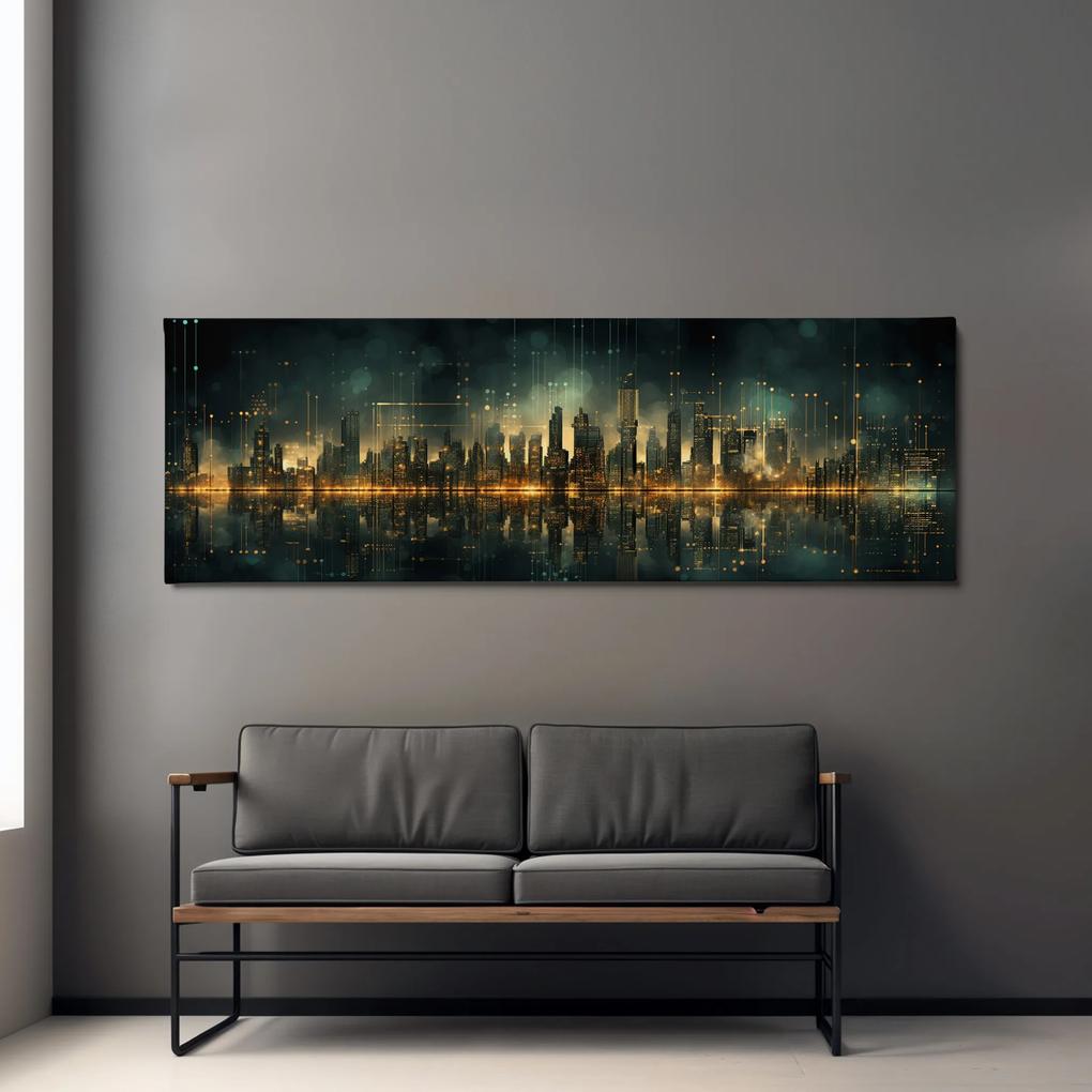 Obraz na plátně - Futuristické město - Kód civilizace FeelHappy.cz Velikost obrazu: 120 x 40 cm