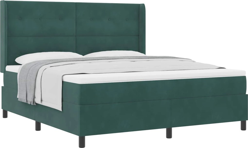 Postel s boxspringem s čelo Tmavě zelená 180 x 200 cm samet 3342023
