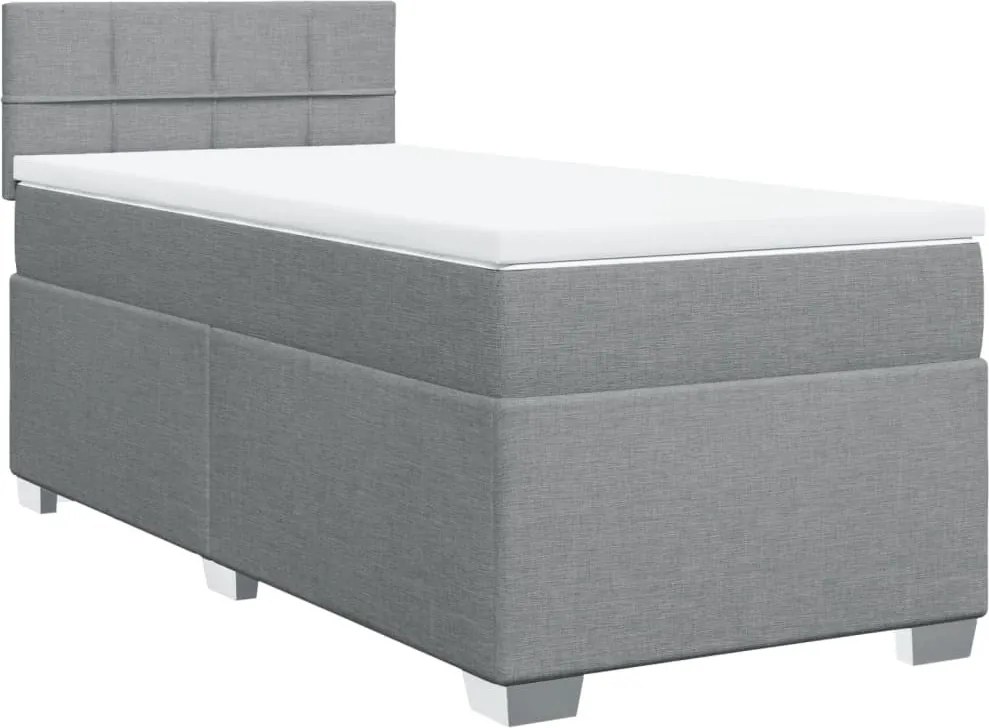 Box spring postel s matrací světle šedý 100 x 200 cm textil 3288099