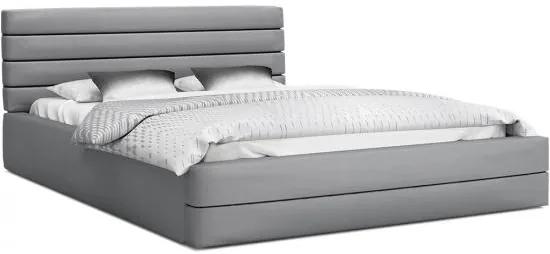 Luxusní manželská postel TOPAZ šedá 180x200 z eko kůže s kovovým roštem