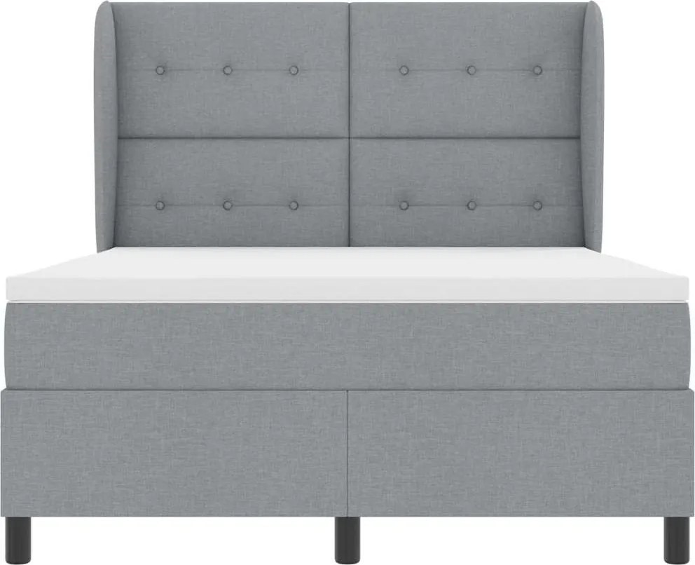 Postel s boxspringem s čelo Světle šedá 140 x 200 cm textil 3340564