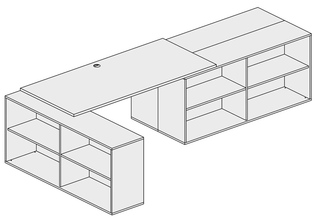 PLAN Kancelářský psací stůl s úložným prostorem BLOCK B02, bílá/oranžová