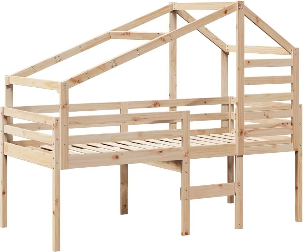 Patrová postel se střechou 75 x 190 cm masivní borové dřevo 3281983