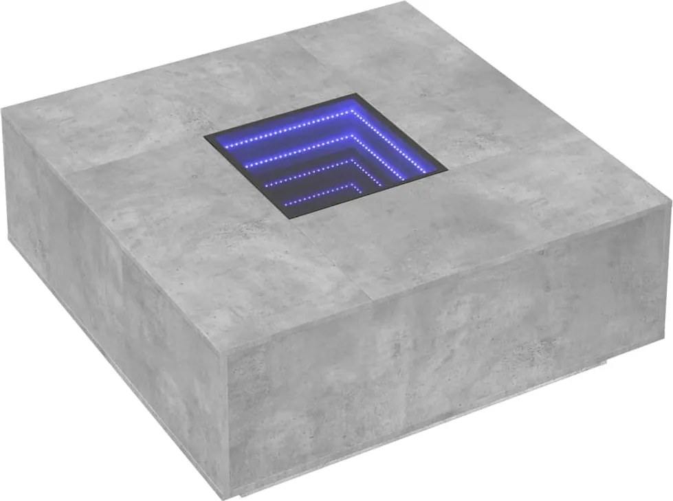 Konferenční stolek s Infinity LED betonově šedý 100x100x40 cm 3284045