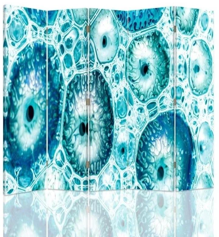 Ozdobný paraván Abstraktní tyrkysová - 180x170 cm, pětidílný, klasický paraván