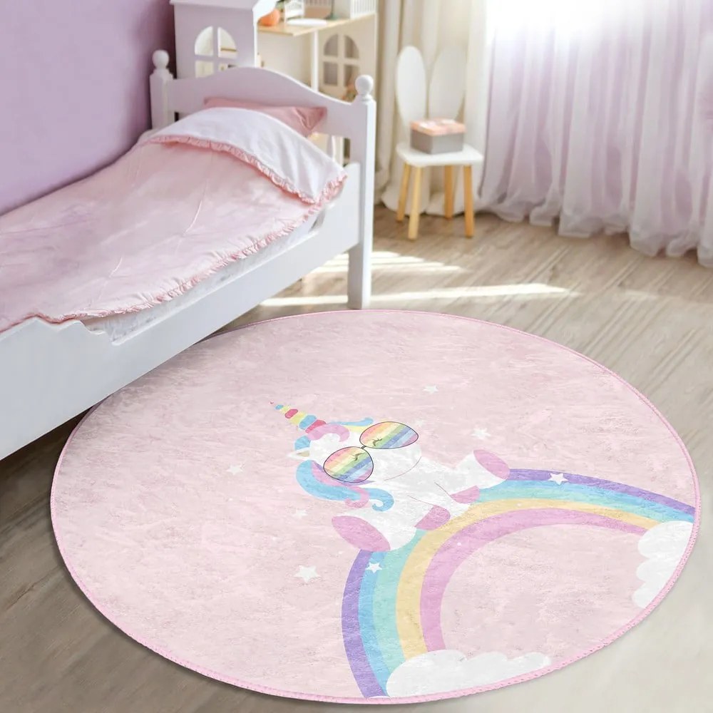 Růžový dětský koberec ø 80 cm Comfort – Mila Home