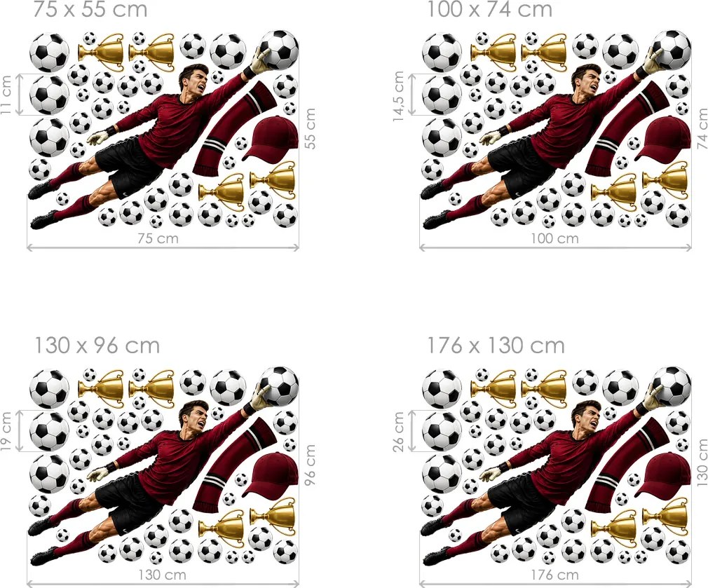 Fotbalový brankář Sparta Praha úpravy na přání fotbalové samolepky na zeď arch 75 x 55 cm