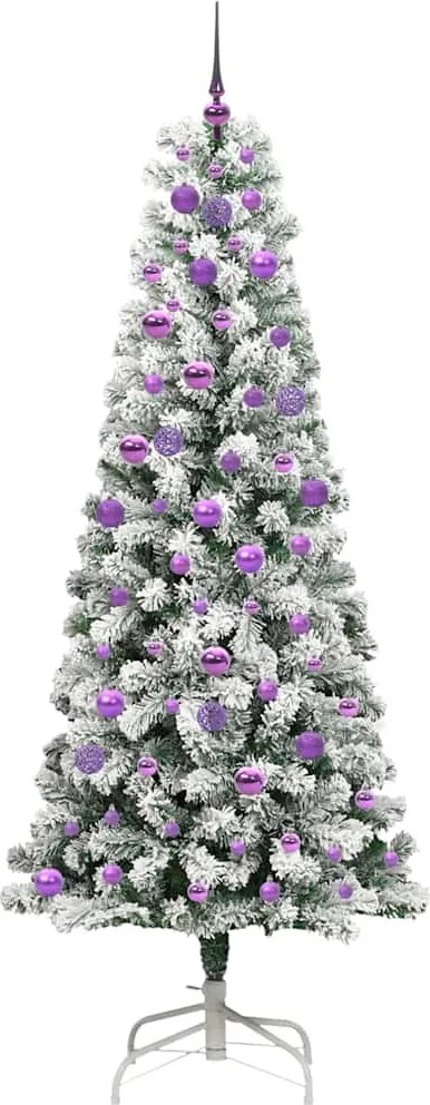 Umělý Skládací Vánoční Strom 300 LED Zelená a bílá 210 cm 3395610