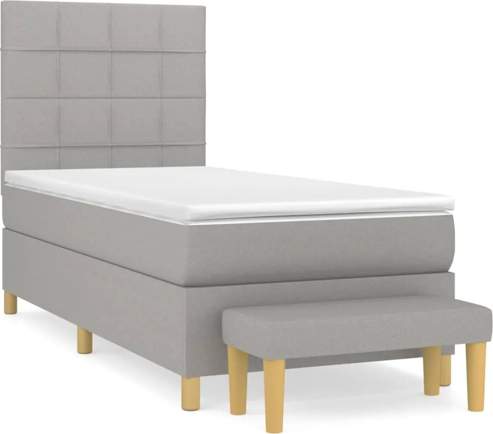 Box spring postel s matrací světle šedý 100 x 200 cm textil 3137133