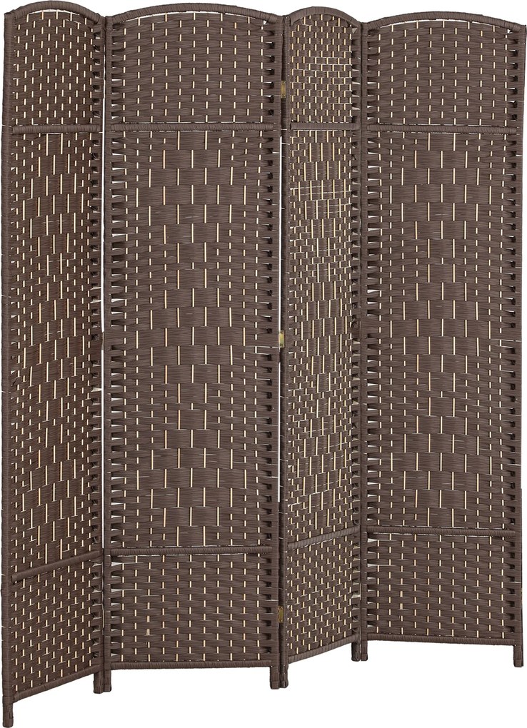 HOMCOM vnitřní paraván ze dřeva 4 panely skládací dělič prostoru pro obývací pokoj, ložnici 180 x 180 cm hnědá