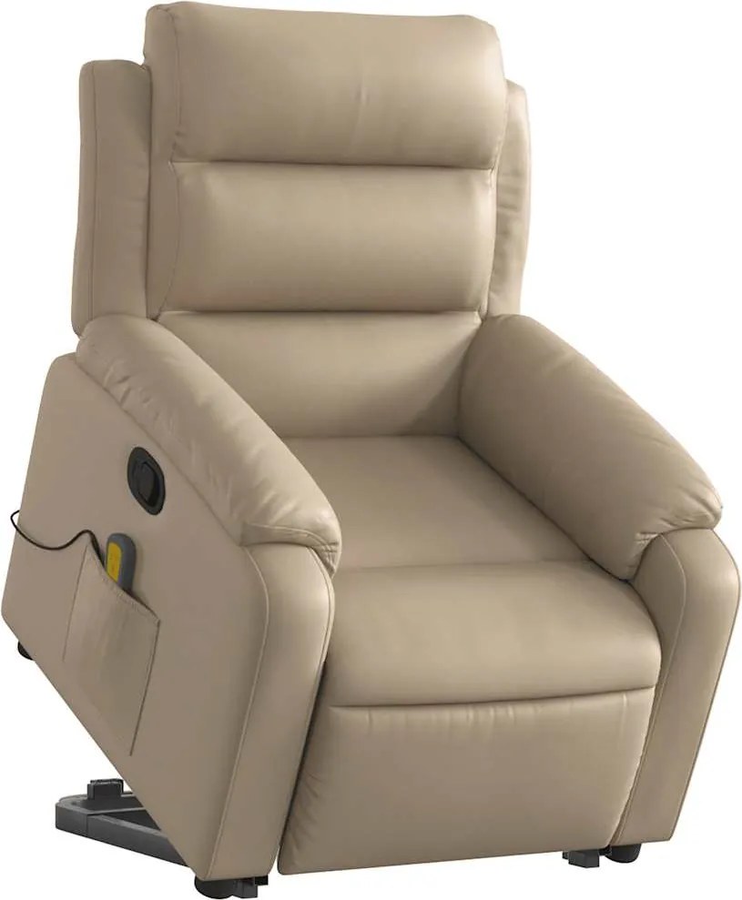 Zvedací masážní polohovací křeslo cappuccino umělá kůže 3205055