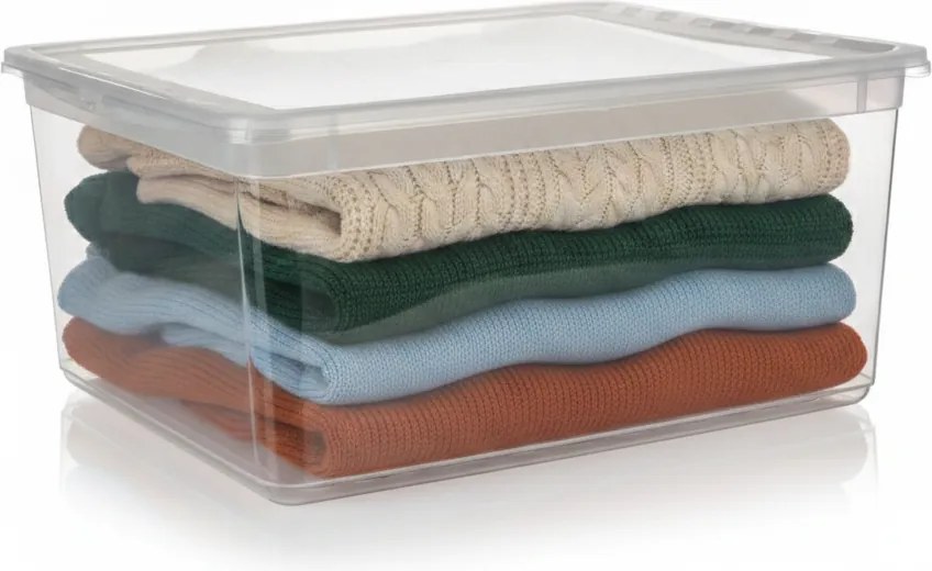 Keeeper Úložný box s víkem (má 2 funkce) BEA Clearbox 18L, 39 x 35,5 x 18 cm
