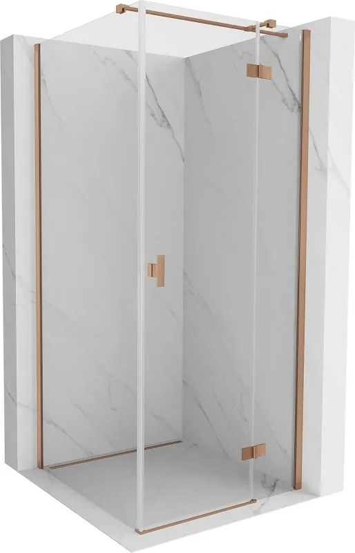 Mexen Mist HT, sprchový kout s výklopnými dveřmi pravý 75 x 75 cm, čiré sklo, měděná matná, 8A5T-075-075-65-00-P