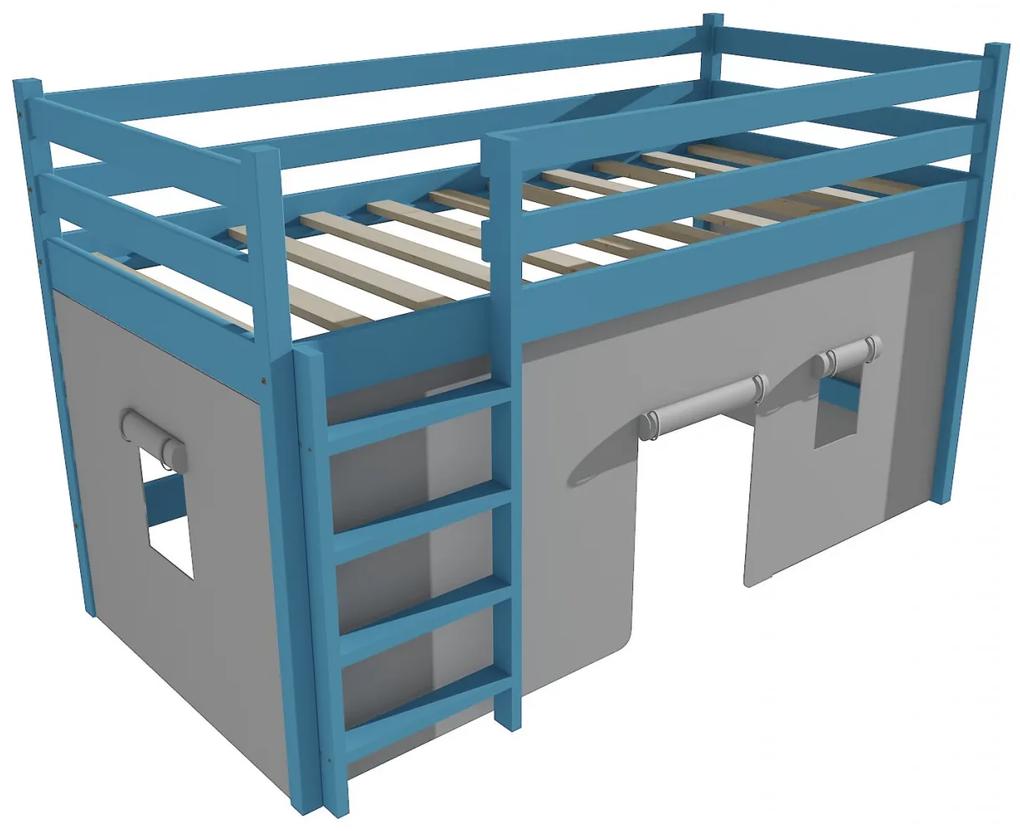 Patrová zvýšená postel GABRIELA "ZP 002" (Barva dřeva: barva modrá, Rozměr: 90 x 200 cm)