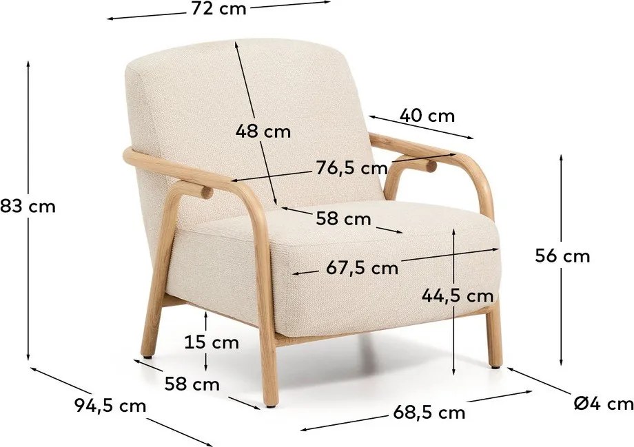 Béžové žinylkové křeslo Sylo – Kave Home