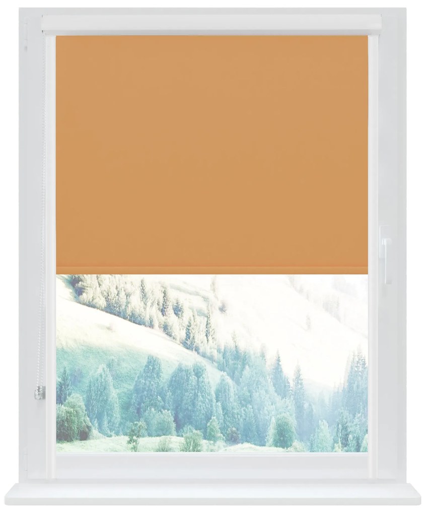 Dekodum Klasická mini roleta v bílé kazetě, barva látky Kakao Šířka (cm): 58, Výška (cm): Standardní (do 150 cm), Strana mechanismu: Práva