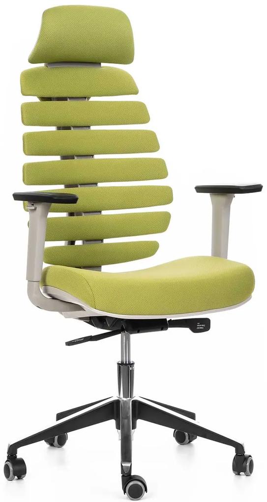 MERCURY kancelářská židle FISH BONES PDH, šedý plast, 26-66 zelená, 3D područky