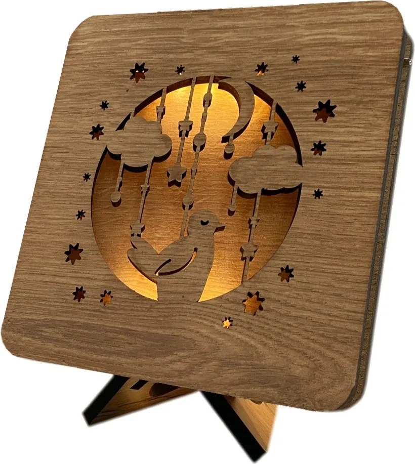Li-Go "Ptáček" lampa 19x19 cm provedení povrchu: dub