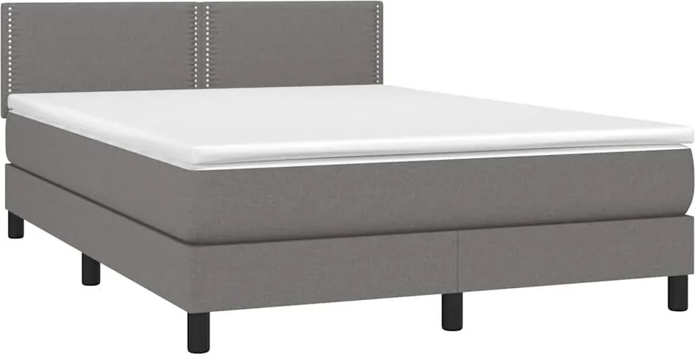 Box spring postel s matrací a LED tmavě šedá 140x190 cm textil 3133070