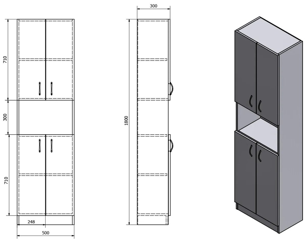 Aqualine Simplex Eco 50 x 180 x 30 cm SIME520 skříňka vysoká