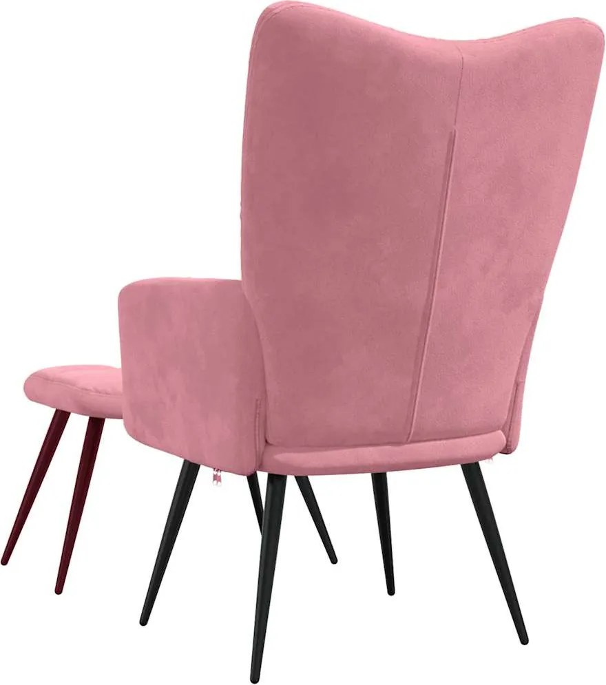 Relaxační křeslo se stoličkou růžové samet 328088