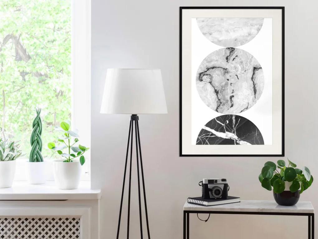 Plakát Mramorové kruhy - černobílá kompozice tří geometrických obrazců