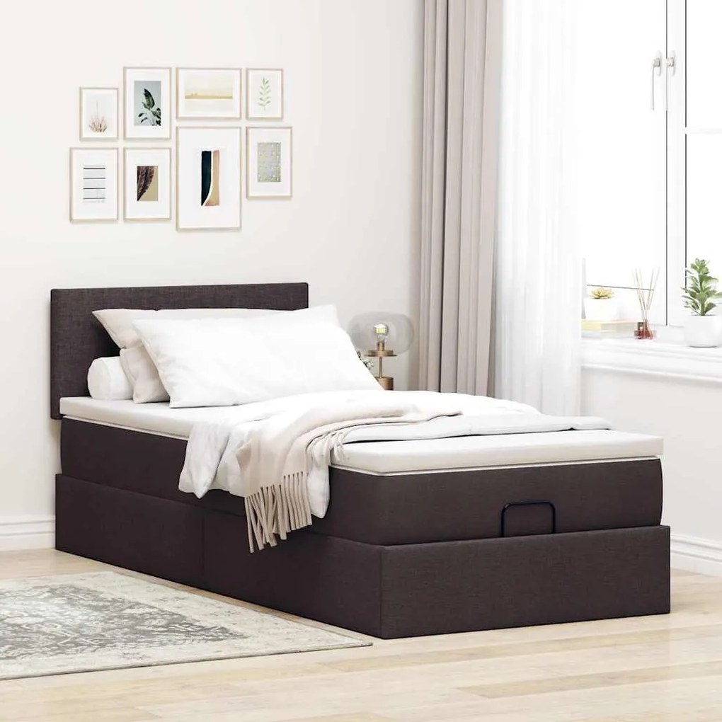 Osmanský rám postele s matrací tmavě šedá 90x190cm textil 3312190