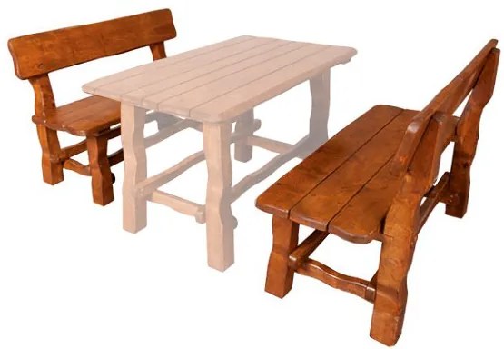 Drewmax MO211 lavice - Zahradní lavice z olšového dřeva, lakovaná 120x54x86cm - Brunat